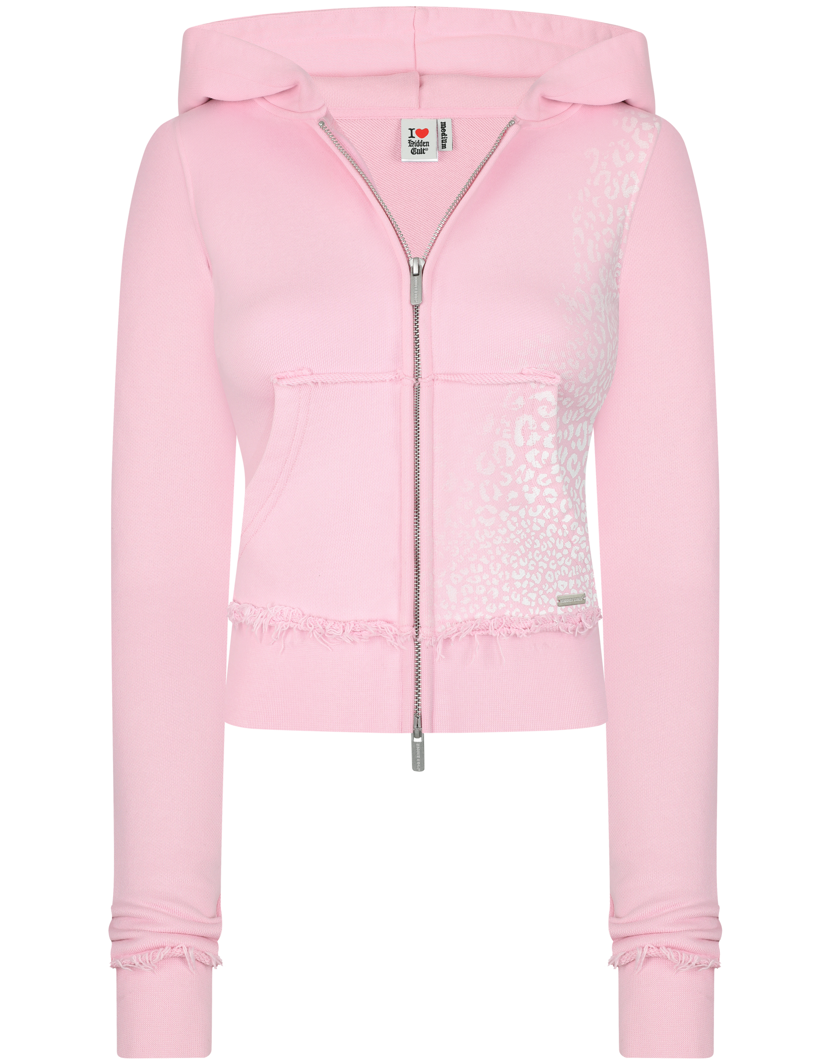 HIDDEN CULT Cheetah Pink Blush Zip Hoodie